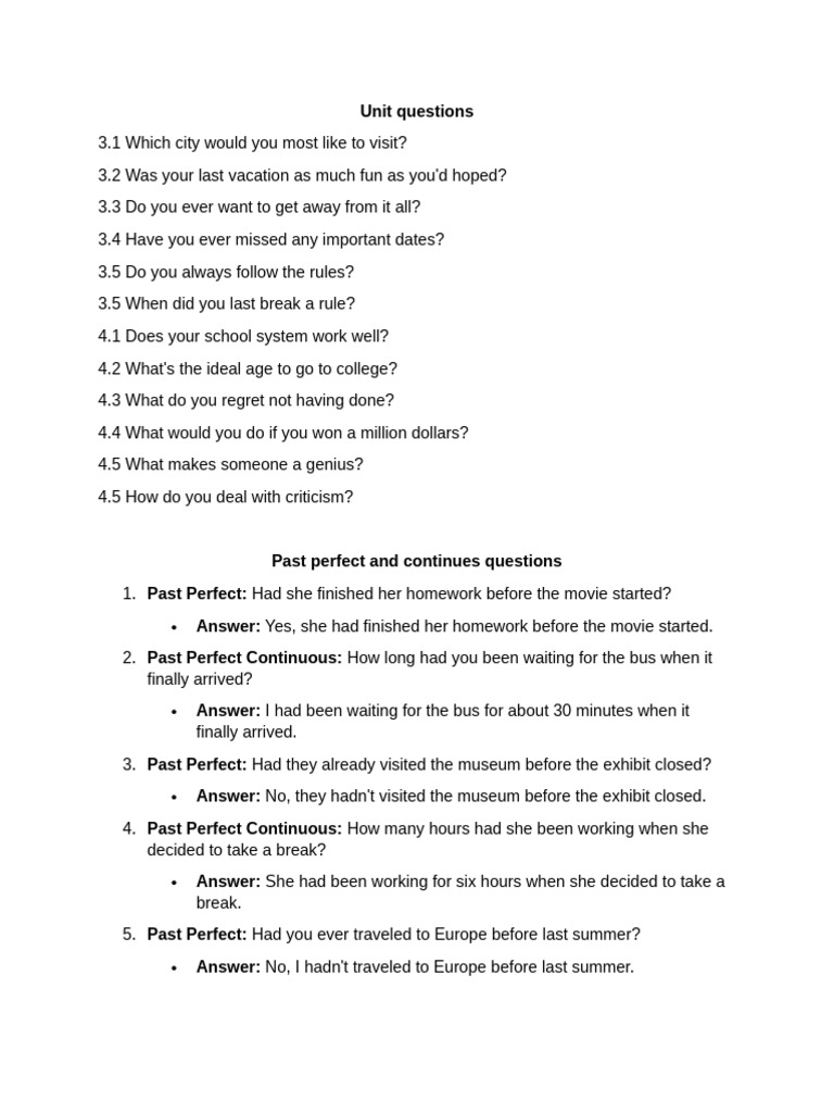 Unit questions | PDF