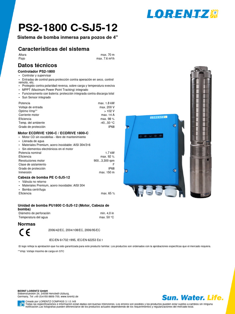 Ficha-técnica-Lorentz-PS2-1800-C-SJ5-12 | PDF