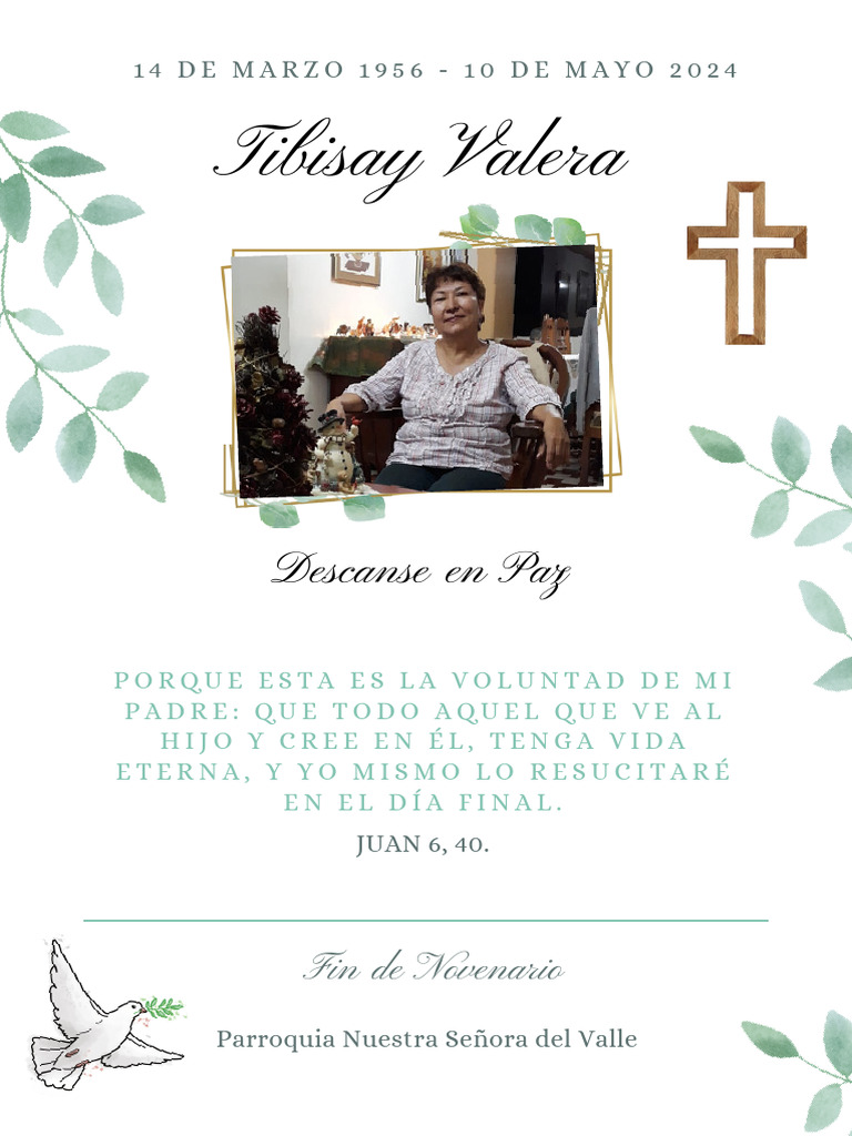 Blanco Verde y Dorado Elegante Sobrio Programa Funeral Tarjeta Vertical ...