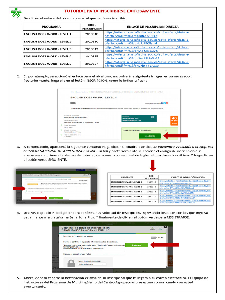 Tutorial para Inscribirse Exitosamente - Sofia Plus | PDF