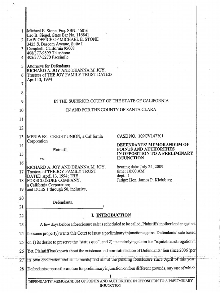 Objection To Preliminary Injunction | PDF