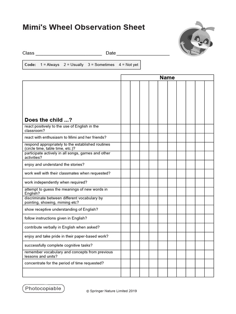 MW1 ObservationSheet | PDF