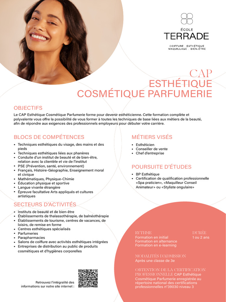 Fiche Formation CAP Esthetique Cosmetique Parfumerie Web | PDF