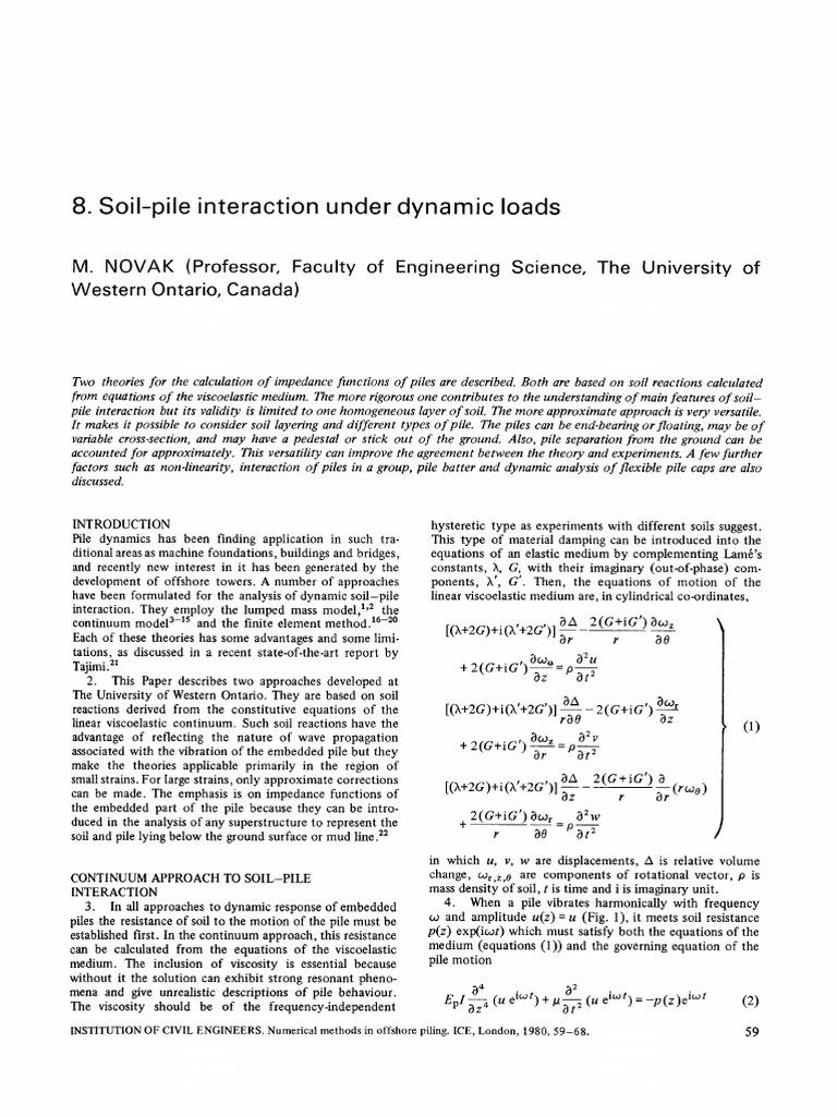 1980 - Soil-pile interaction under dynamic loads | PDF