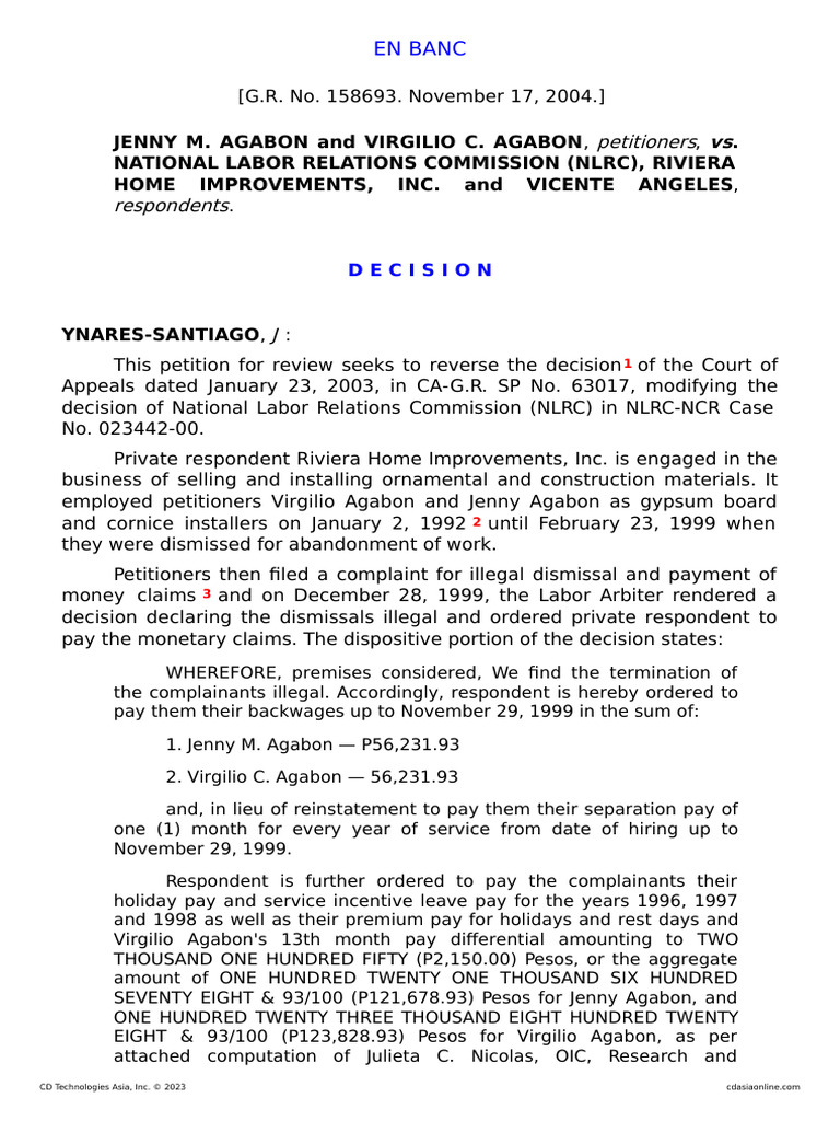 Agabon v. National Labor Relations Commission | PDF