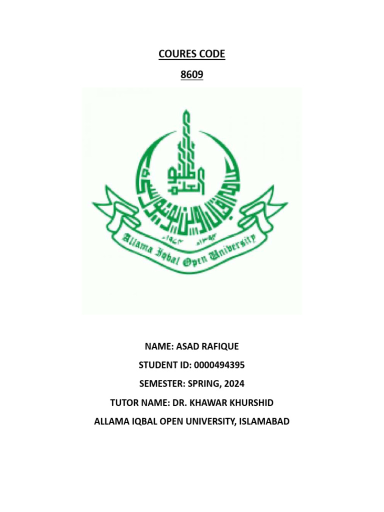 Coures Code 8609 | PDF