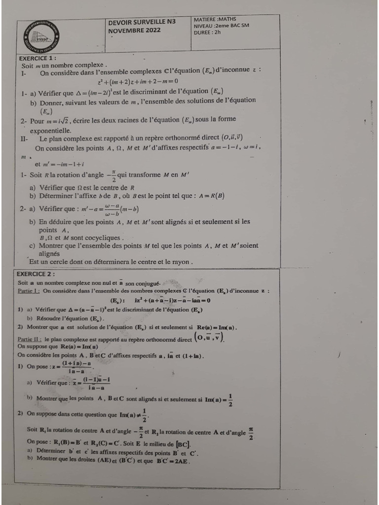 AIS 2122 2SM S1 C2 Maths | PDF