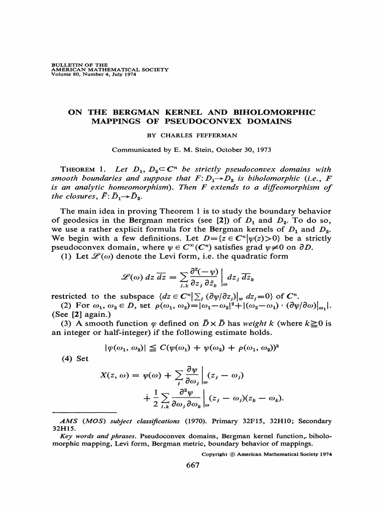 On The Bergman Kernel and Biholomorphic Mappings of Pseudoconvex Domains | PDF