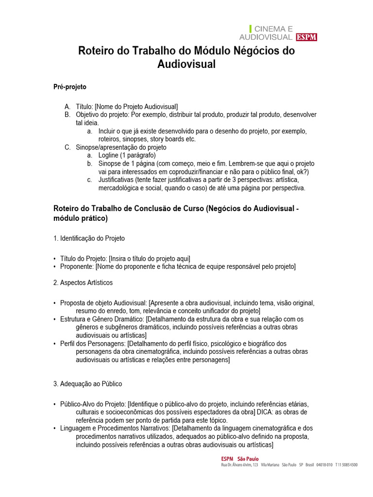 Roteiro Do Trabalho de Conclusão de Curso | PDF