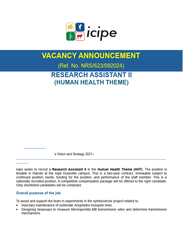 Research Assistant II Vacancy at icipe | PDF | Life Sciences | Business