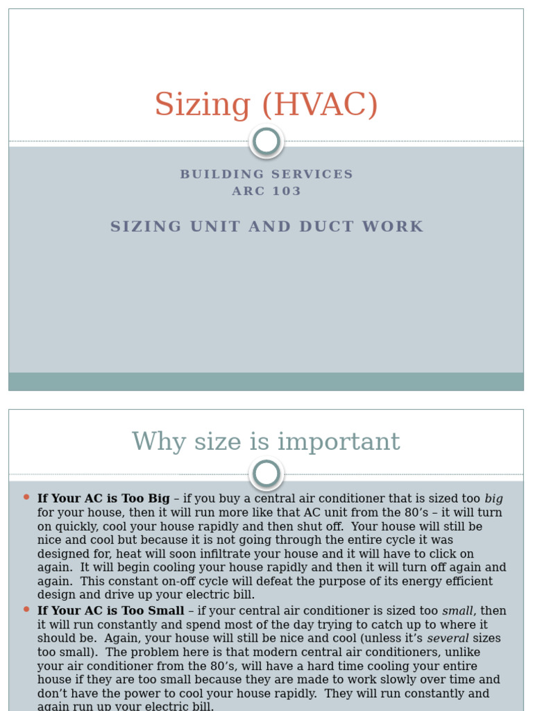 HVAC Sizing Unit and Duct Work | PDF | British Thermal Unit | Metrology