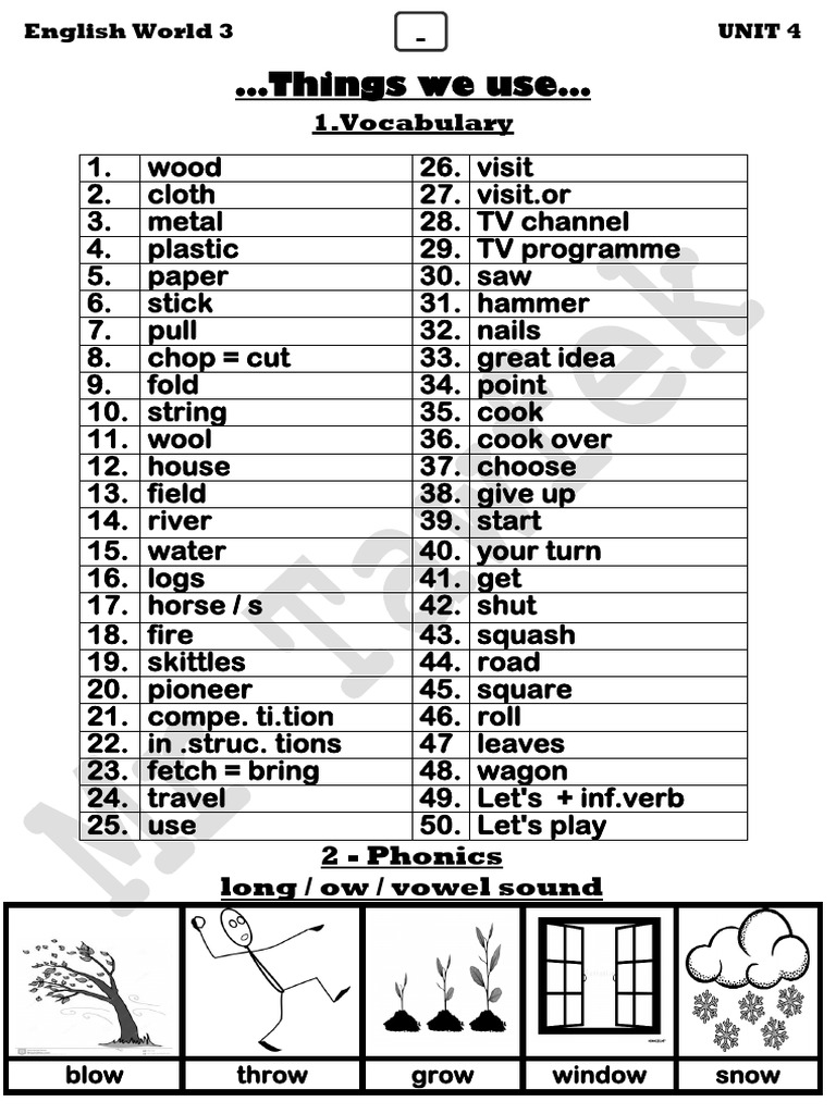 English World 3 Unit 4 Overview | PDF