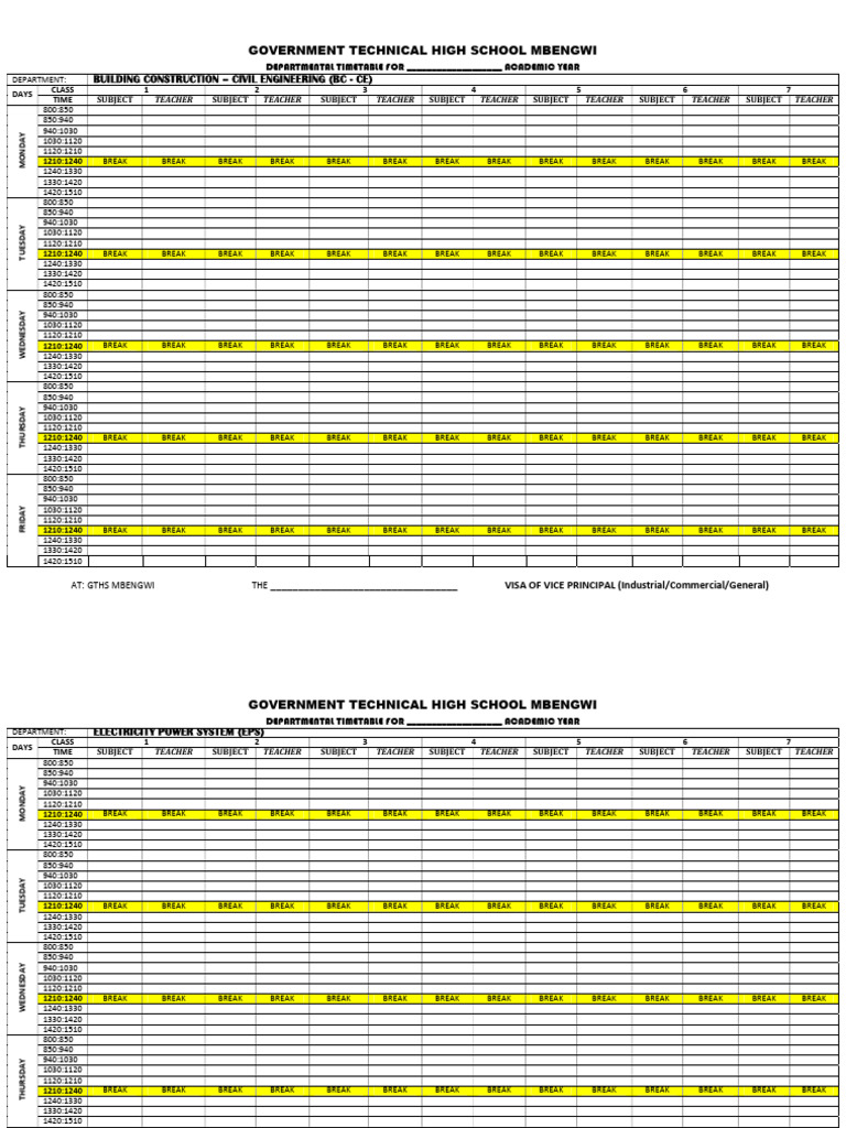 DEPARTMENTAL TIMETABLE | PDF