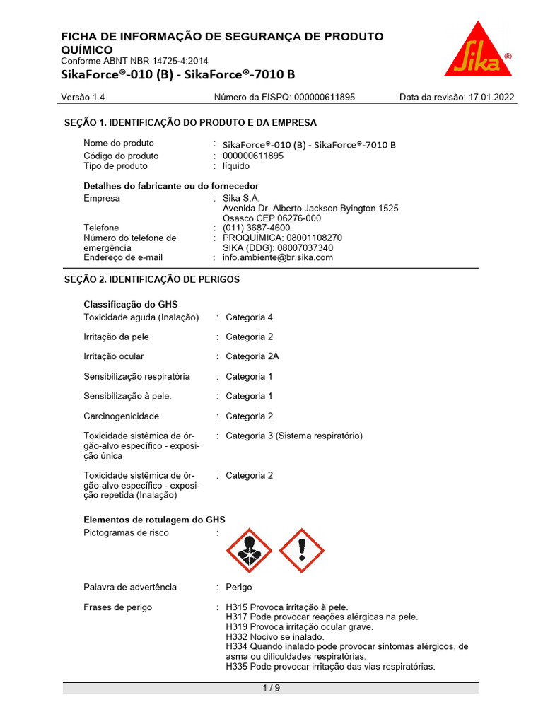 SikaForce 010 B SikaForce 7010 B v1 4 | PDF