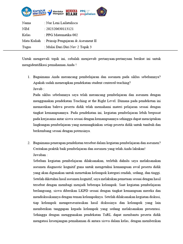 MULAI DARI DIRI NAV 2 PPA 2 - T3 - Nur Leni L | PDF