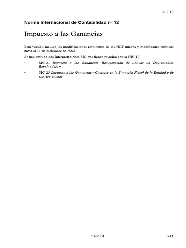 NIC 12 Impuesto A Las Ganancias | PDF | Contabilidad | Impuestos