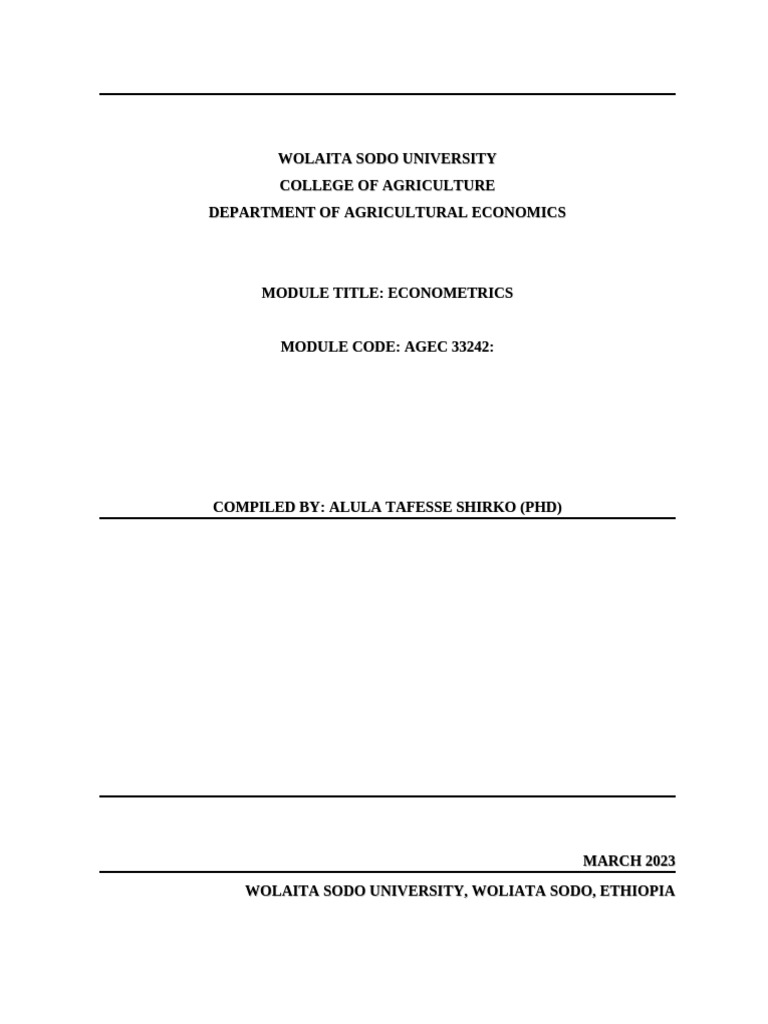 Econometrics module | PDF Econometrics module | PDF