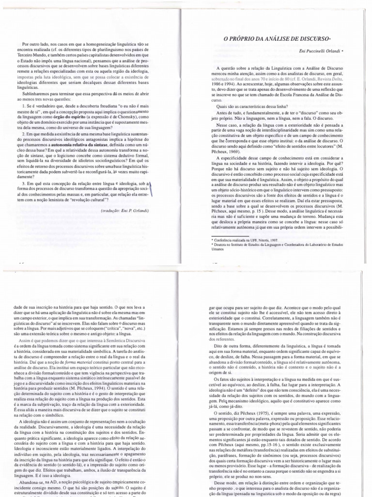 O Próprio Da Análise de Discurso | PDF