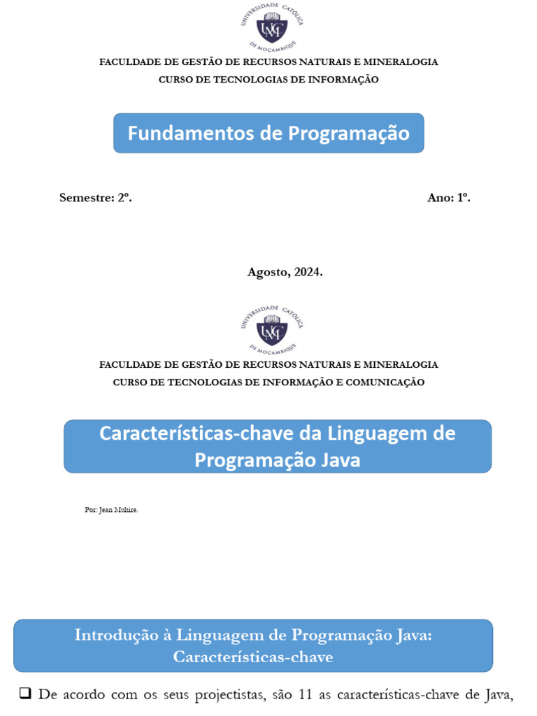Aula 3_Caracteristicas do Java | PDF
