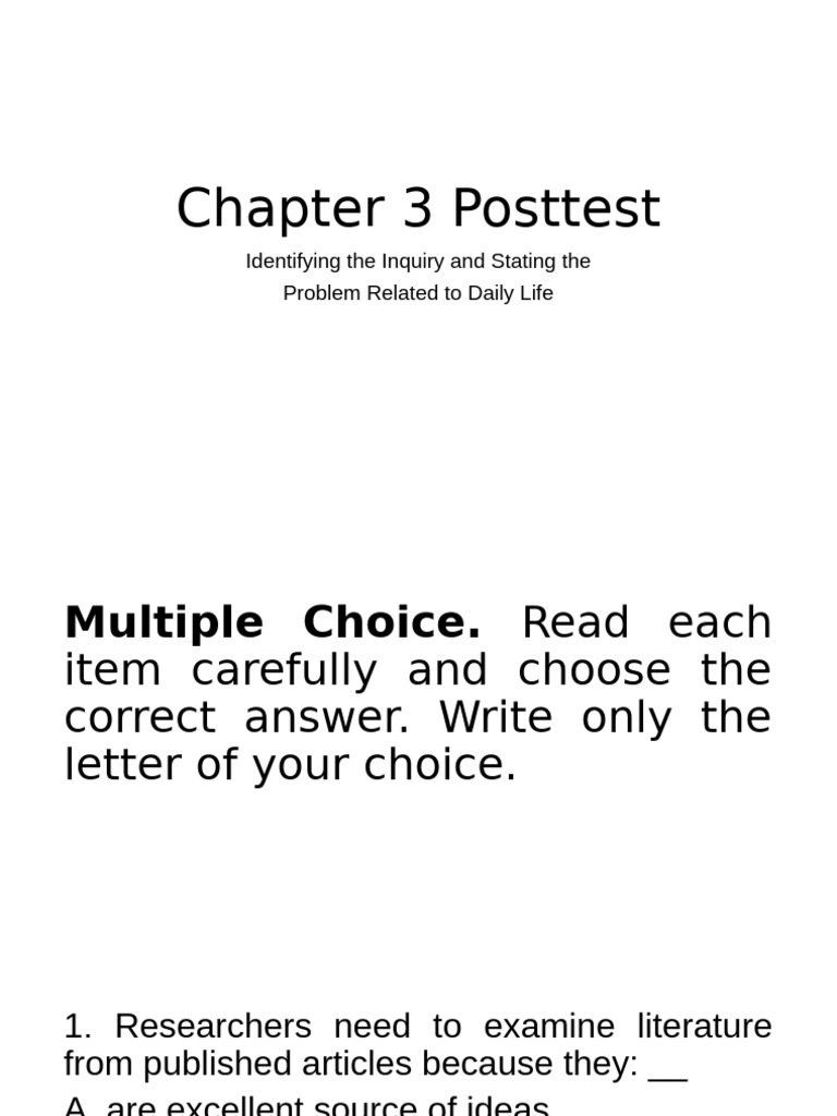 Chaper 3 Posttest | PDF