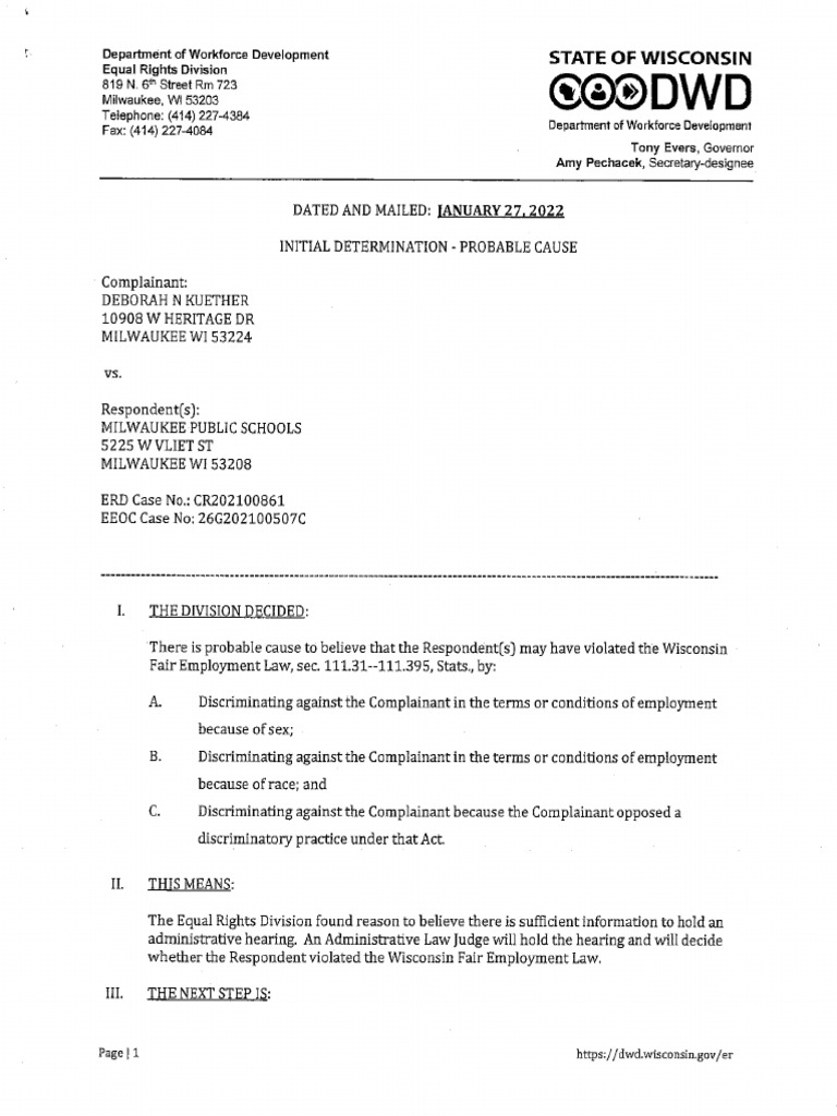 Deborah Kuether vs. Milwaukee Public Schools 01/27/2022 | PDF