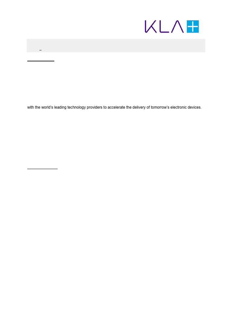 KLA_JD_Engineer, Product Applications_Updated | PDF