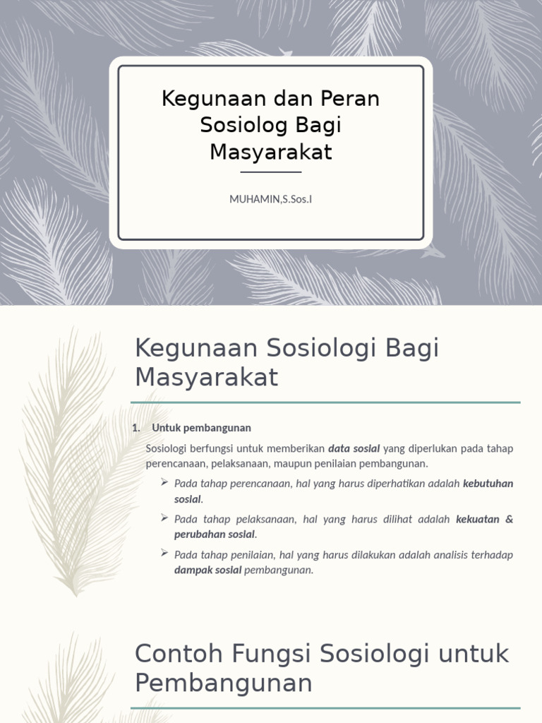Fungsi Dan Peran Sosiologi | PDF