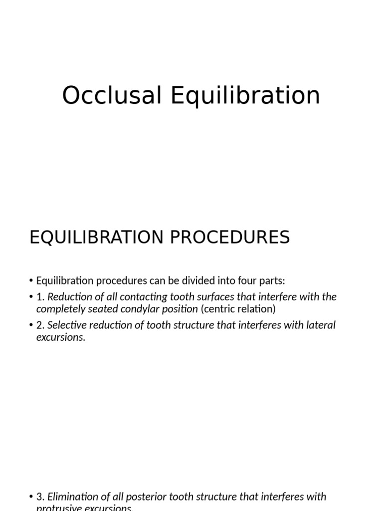 8th Lec. Occlusal Equilibration | PDF