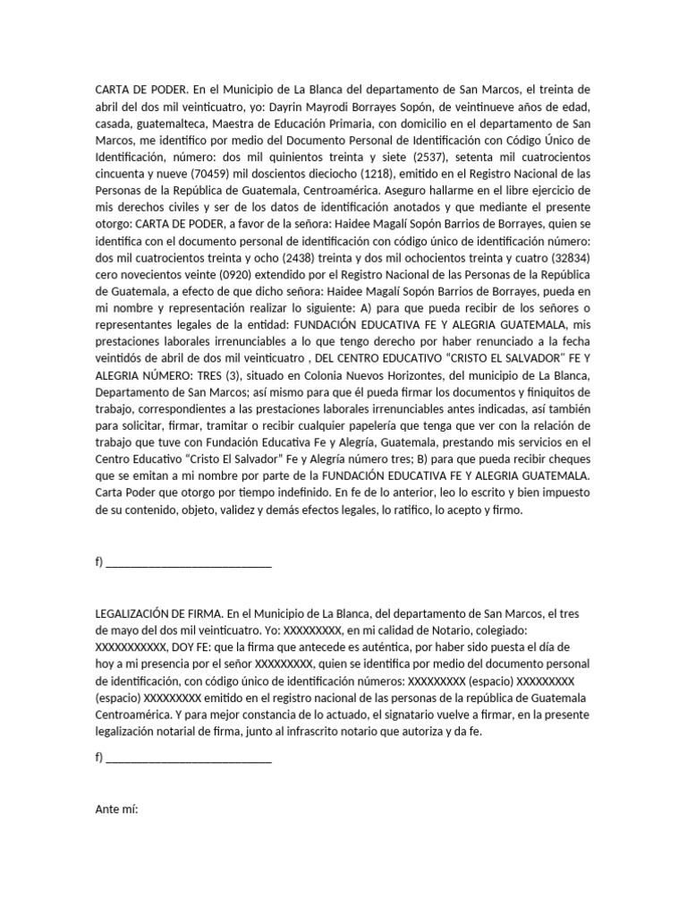 AUTORIZACION CARTA PODER | PDF
