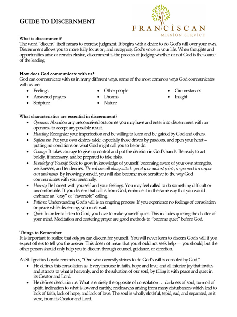 Guide To Discernment 1-12-11 For Website | PDF