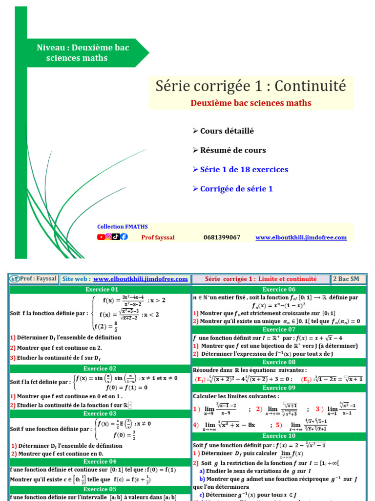 Série1 Continuité 2bacSM | PDF
