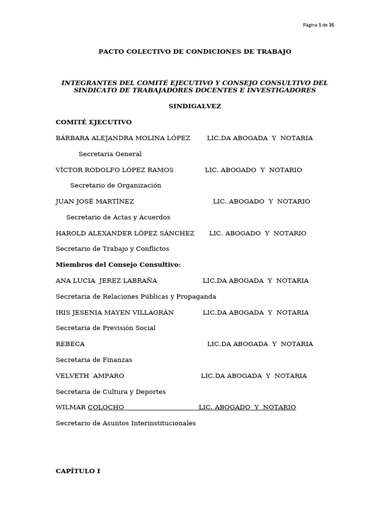 Pacto Colectivo de Condiciones de Trabajo Compuesto | PDF | Guatemala ...