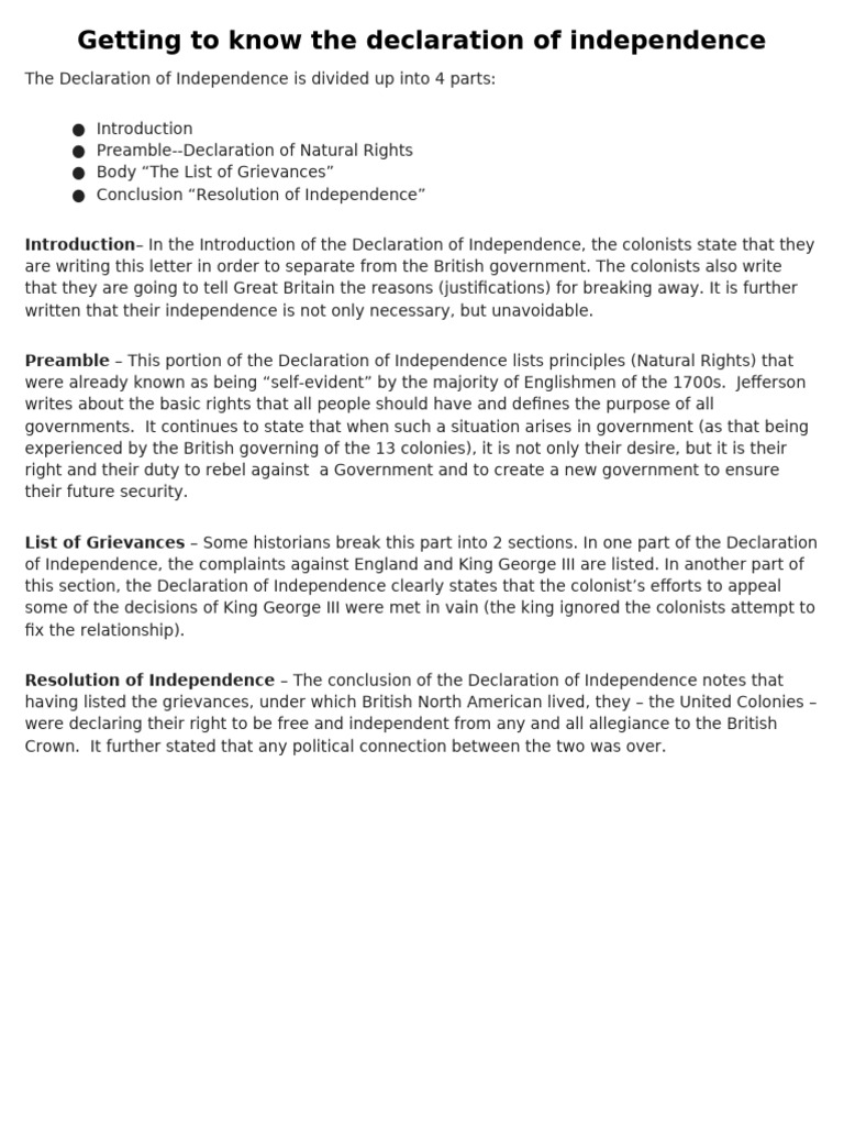 Declaration of Independence Overview (Reading) | PDF