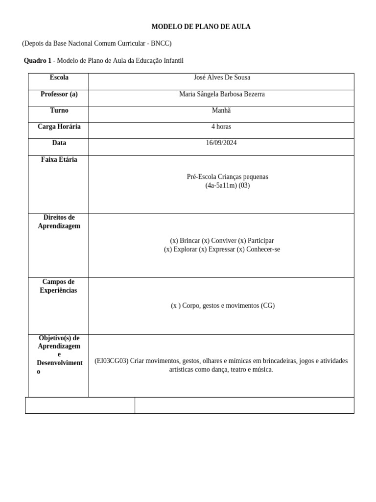 Modelo - Plano de Aula - BNCC (EF) DEF. Edit | PDF