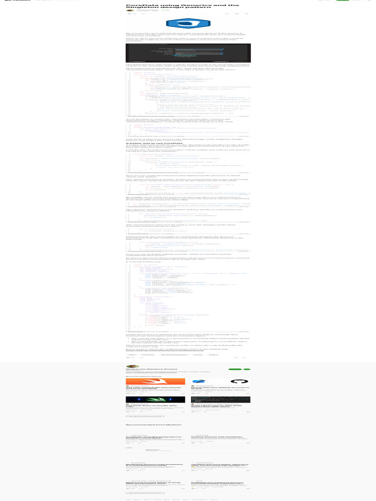 CoreData Using Generics and The Singleton Design Pattern - by Gianluca Annina - Medium | PDF ...