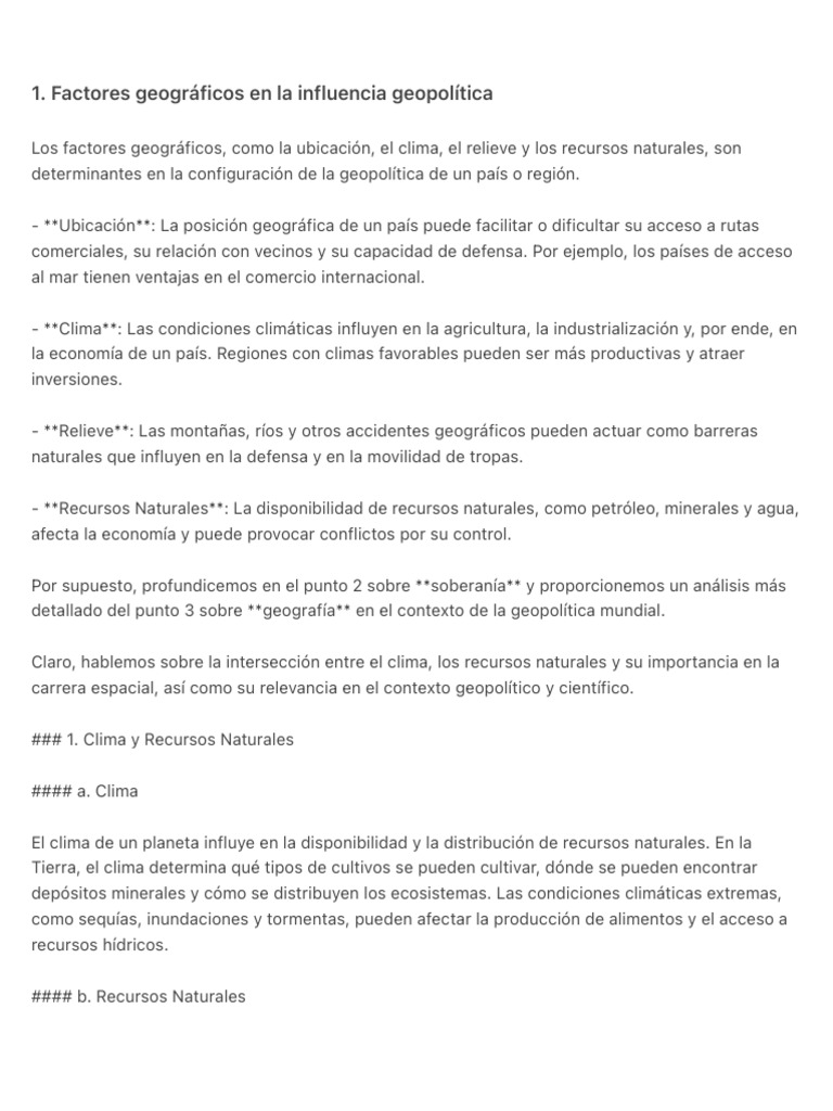 Factores Geográficos en La Influencia Geopolítica | PDF