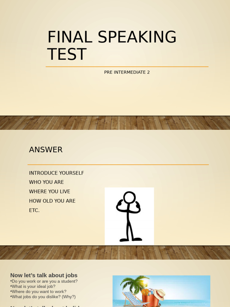 Pre-Intermediate Speaking Test | PDF