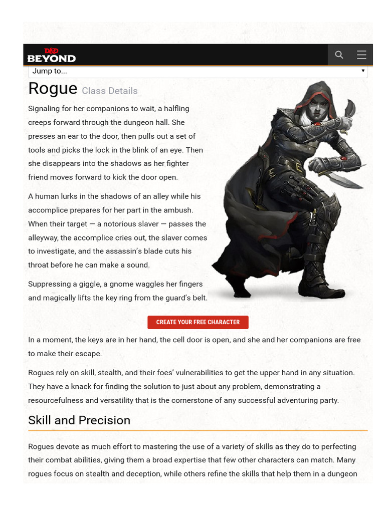 WWW Dndbeyond Com Classes Rogue | PDF