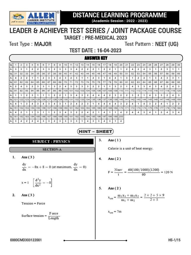 Leader & Achiever Test Series / Joint Package Course: Distance Learning ...