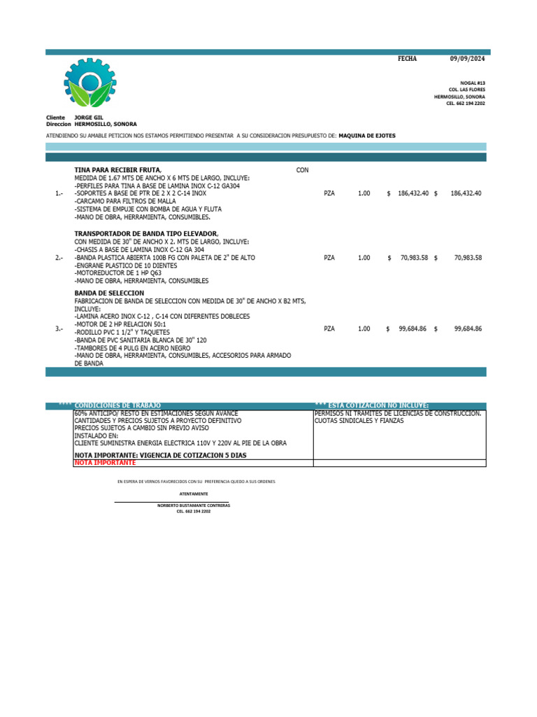 Empaque Ejote Jorge Compadre | PDF