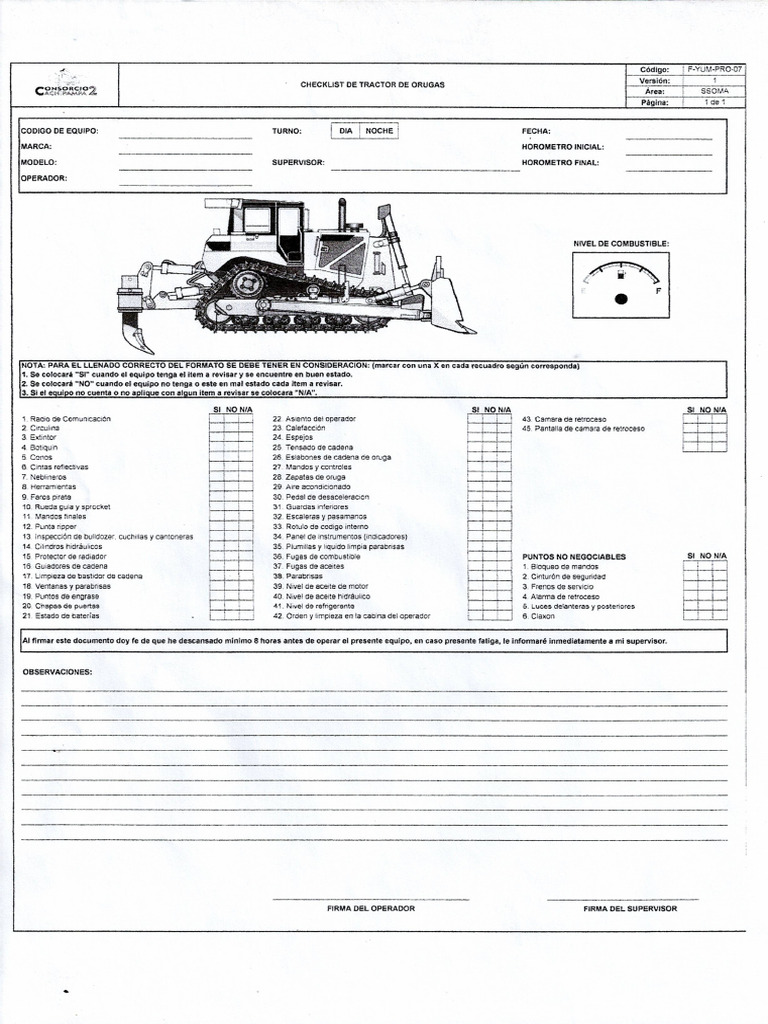 CHECK LIST TRACTOR | PDF