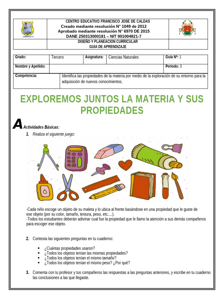 Guía de Aprendizaje: Propiedades de la Materia | PDF | Importar