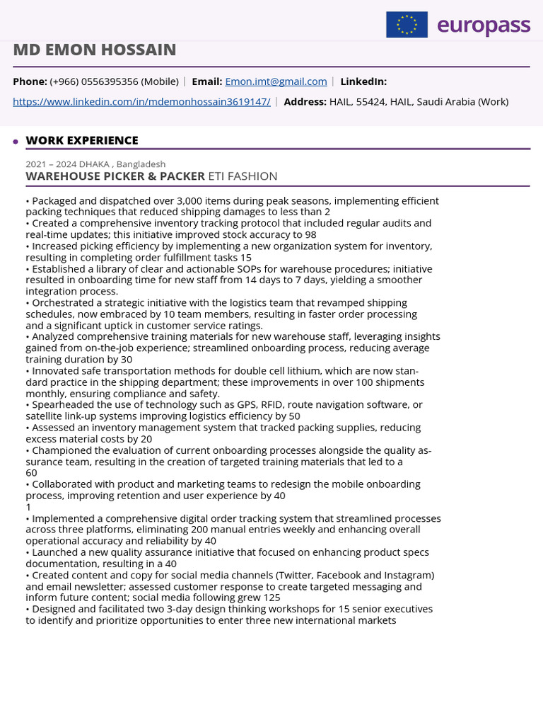 MD Emon Hossain CV | PDF