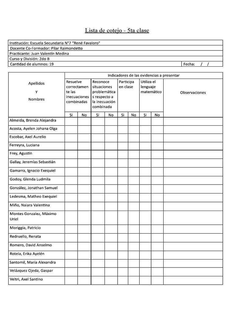 Lista de Cotejo 5 | PDF