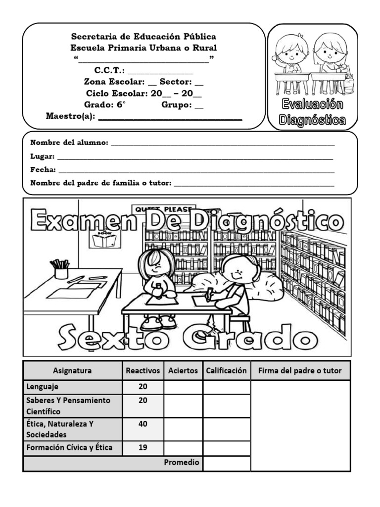 Examen Diagnostico Sexto Grado | PDF