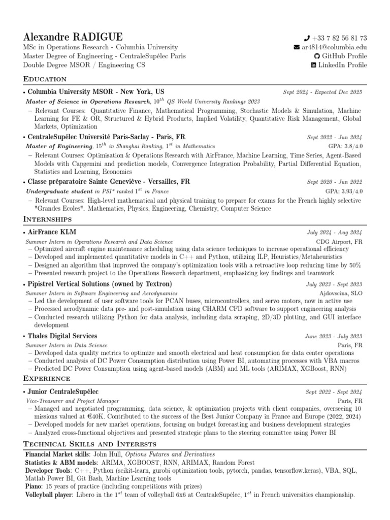 Resume Alexandre RADIGUE | PDF