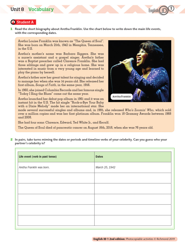 Worksheet - Unit 8 - Vocabulary 8A | PDF