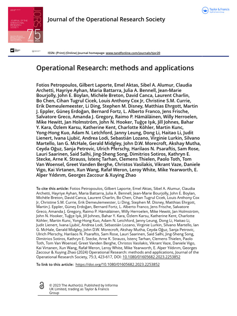 Operational Research Methods and Applications | PDF