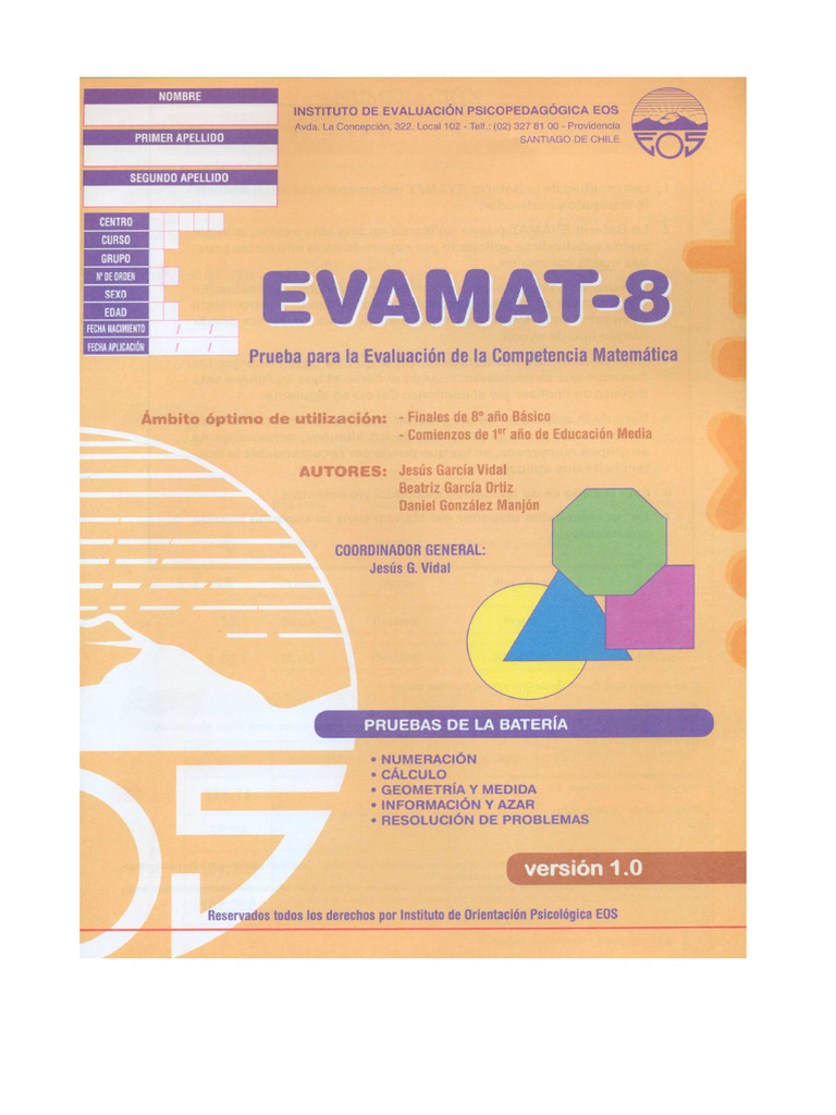 Evamat 8 Cuadernillo PDF | PDF