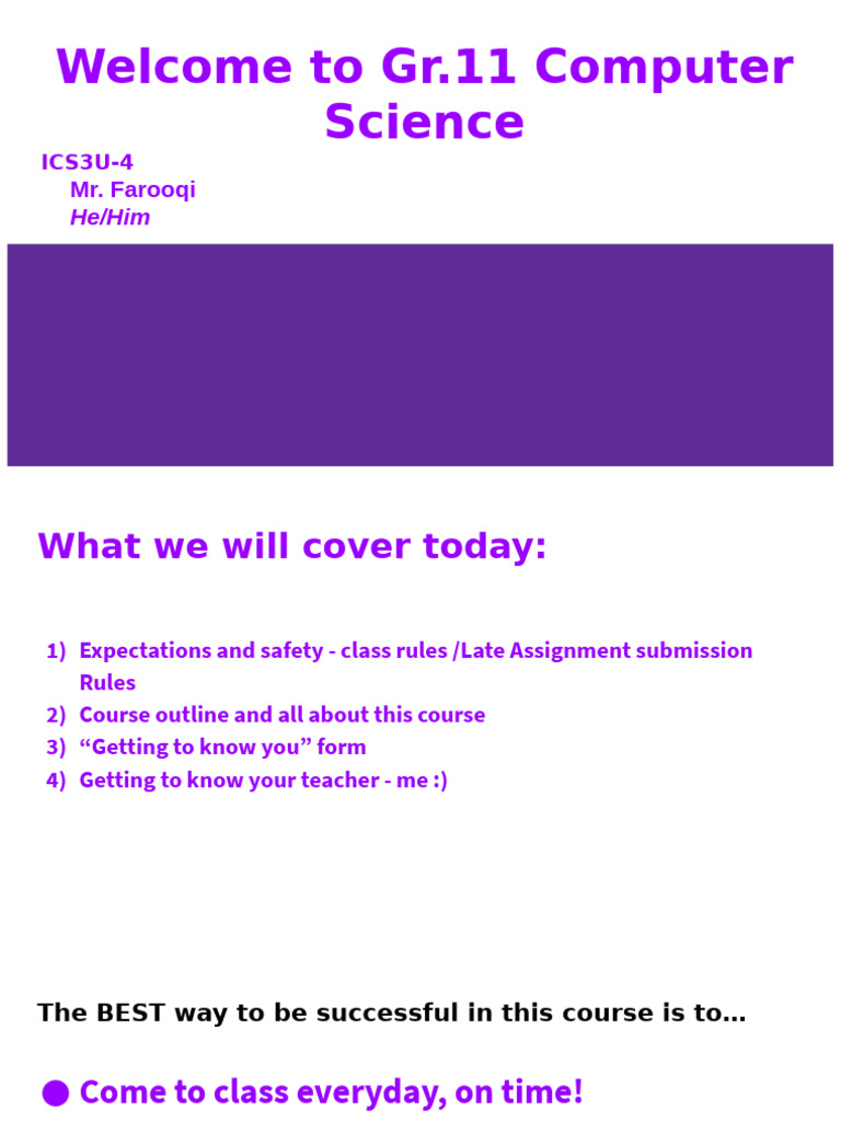 Welcome To Grade 11 ICS3U-4 | PDF